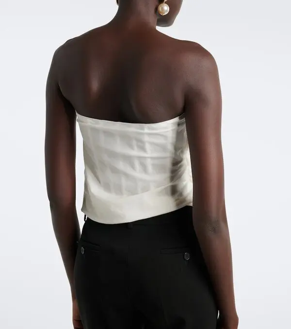 Magda Butrym Draped Cotton And Silk Bustier Top
