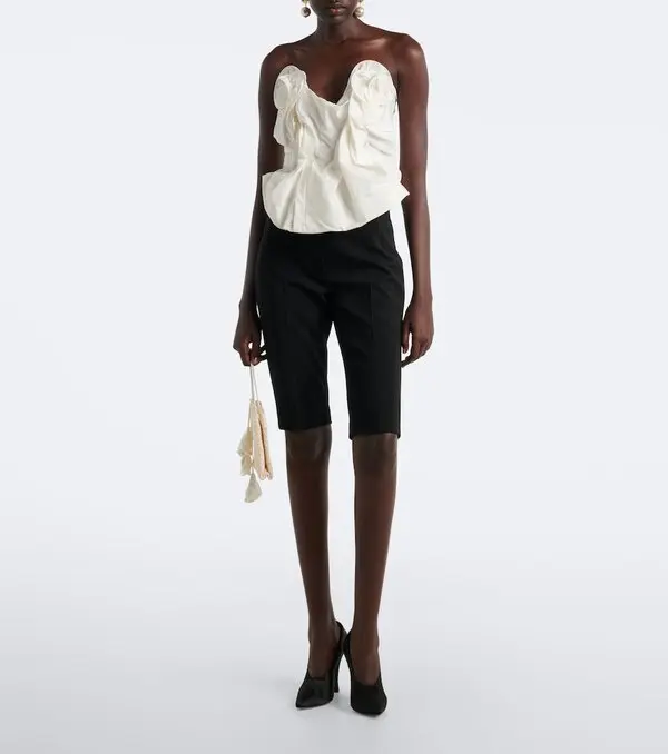 Magda Butrym Draped Cotton And Silk Bustier Top