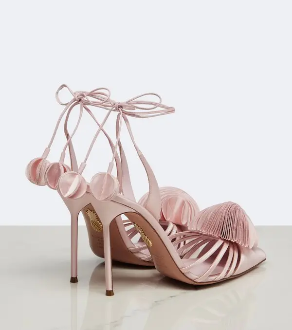 AQUAZZURA Wild Bloom Satin Slingback Pumps