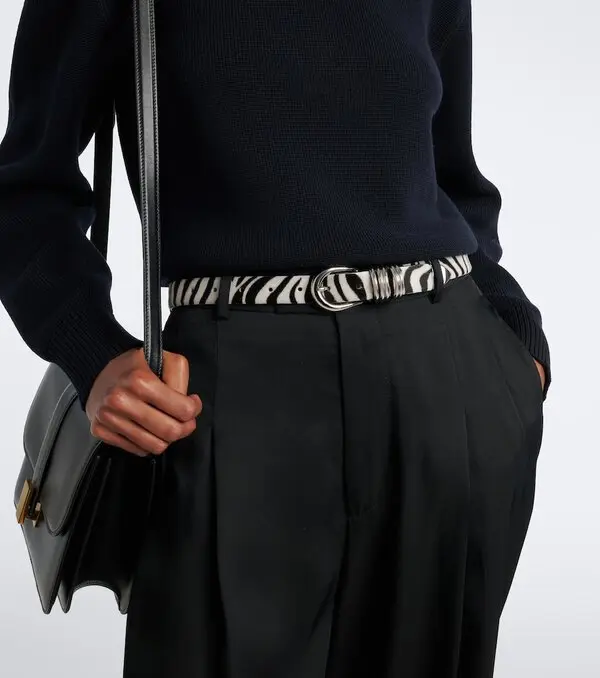 DEHANCHE Hollyhock Zebra-print Calf Hair Belt - Multicoloured