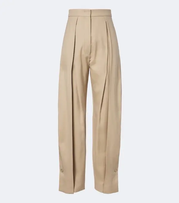 Sportmax Pleated Cotton-blend Straight Pants