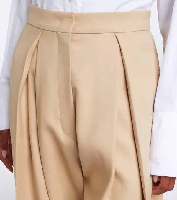 Sportmax Pleated Cotton-blend Straight Pants