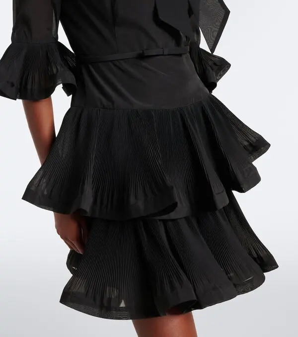 Zimmermann Pleated Tie-neck Minidress