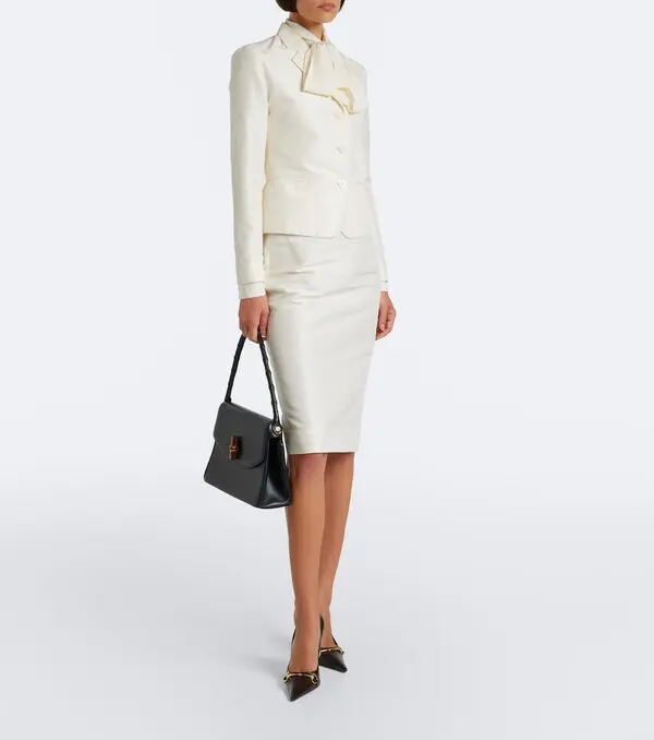 Gucci Silk Faille Pencil Skirt - White