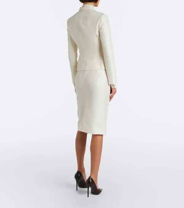 Gucci Silk Faille Pencil Skirt - White