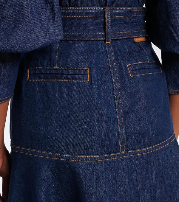 Zimmermann Belted Denim Midi Skirt