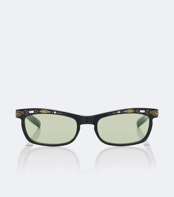 Valentino Garavani La Coureuse Embellished Rectangular Sunglasses - Black