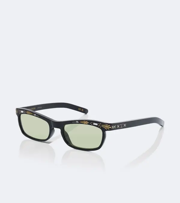 Valentino Garavani La Coureuse Embellished Rectangular Sunglasses
