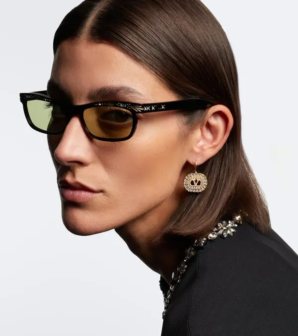 Valentino Garavani La Coureuse Embellished Rectangle Sunglasses