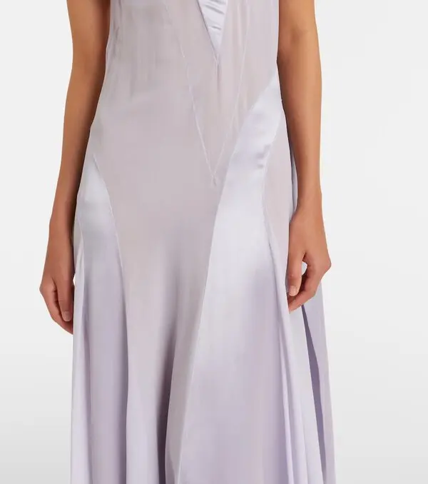 Alexander McQueen Bow-detail Satin-paneled Silk Gown