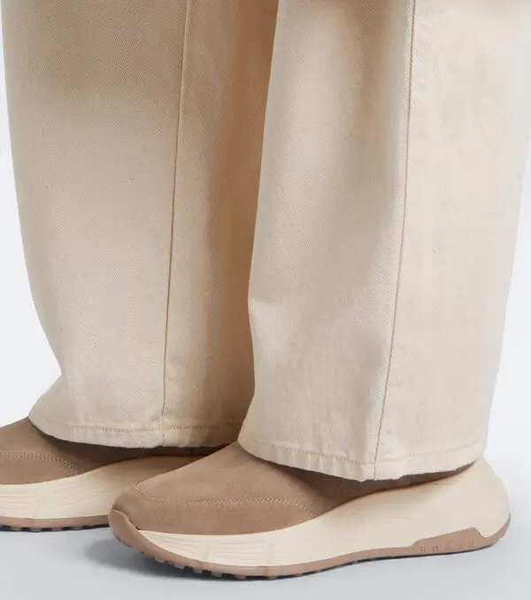 Hogan H669 Knitted Suede Ankle Boots - Beige