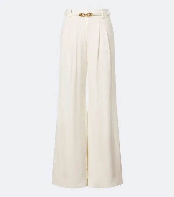 Zimmermann Belted Wide-leg Pants - White