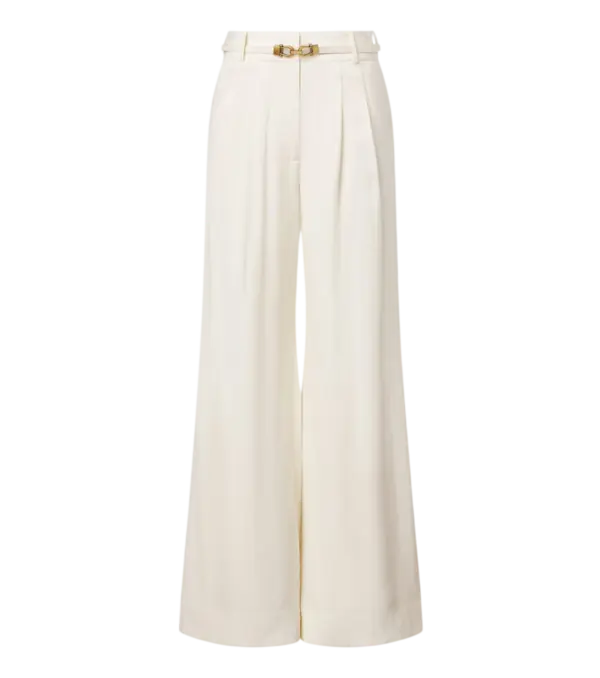 Zimmermann Belted Wide-leg Pants - White
