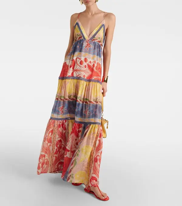 Etro Printed Cotton And Silk Maxi Dress