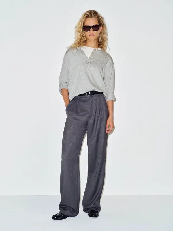 REFORMATION Marcus Oversized Henley T-shirt Heather