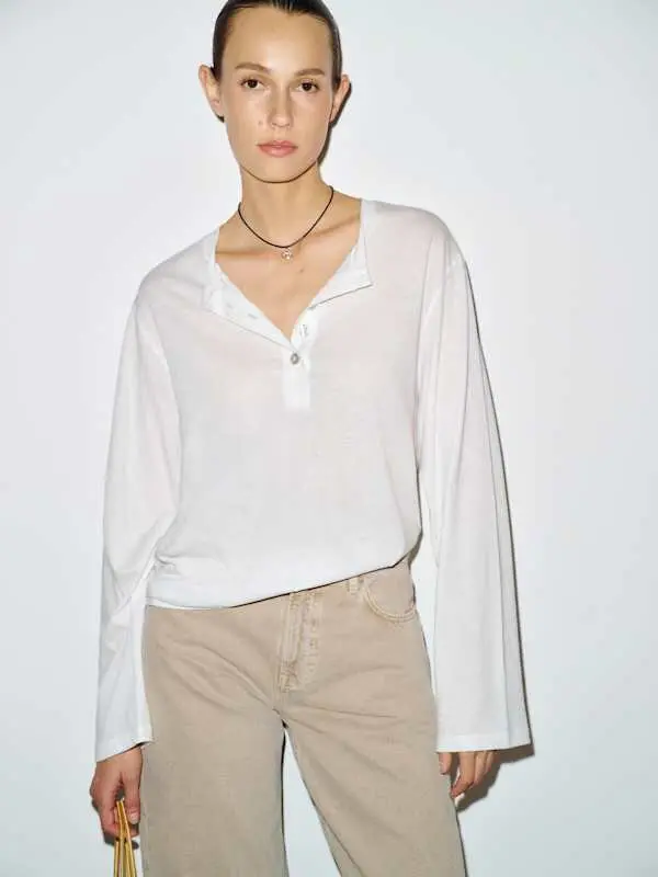 REFORMATION Marcus Oversized Henley T-shirt