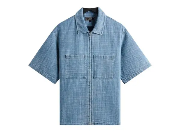 Kith Textured Indigo Paxton Zip Front Shirt