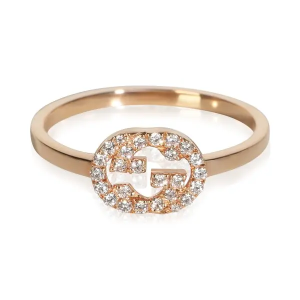 Gucci Rose Gold Diamond Interlocking G Ring - Rose_gold