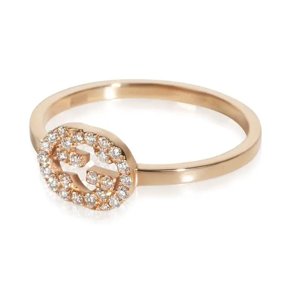 Gucci Rose Gold Diamond Interlocking G Ring