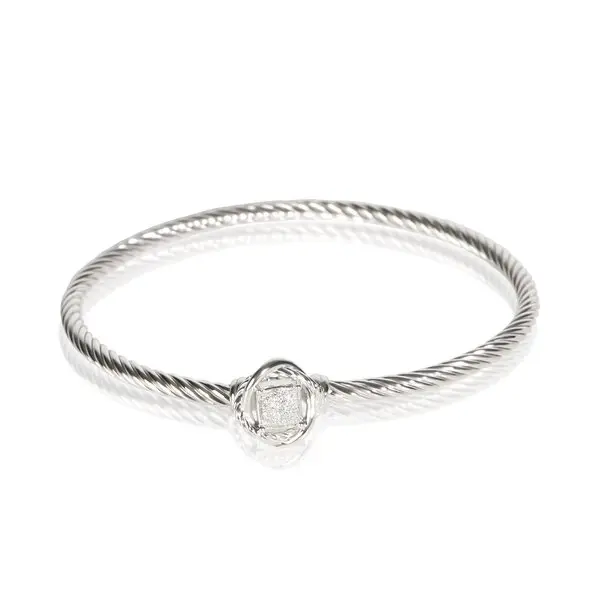 David Yurman Sterling Silver Diamond Infinity Bangle Bracelet