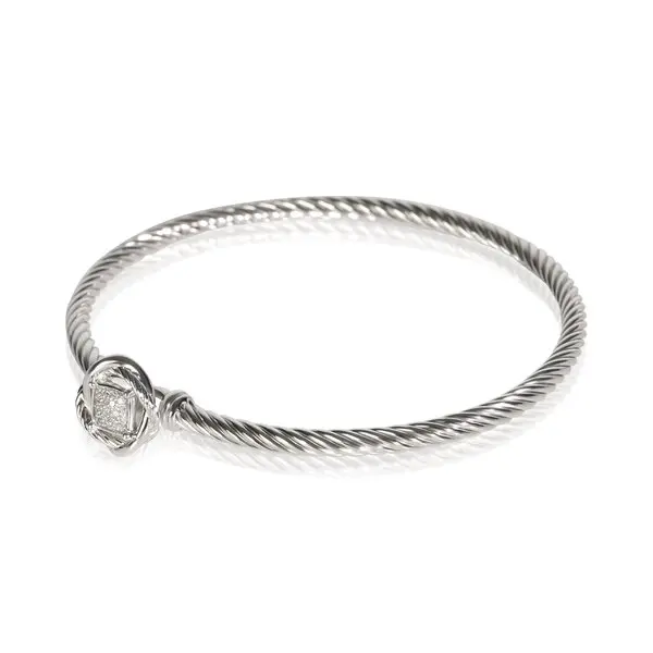 David Yurman Sterling Silver Diamond Infinity Bangle Bracelet
