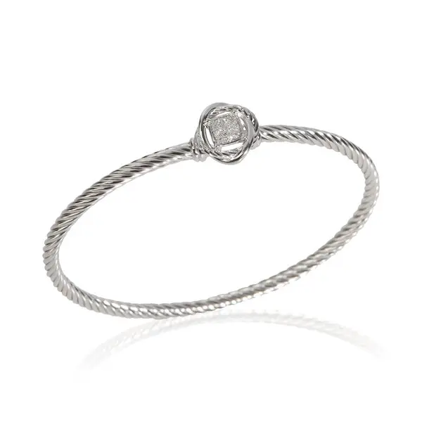 David Yurman Sterling Silver Diamond Infinity Bangle Bracelet