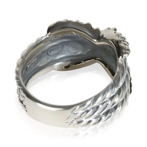 David Yurman Sterling Silver Diamond Cable X Ring
