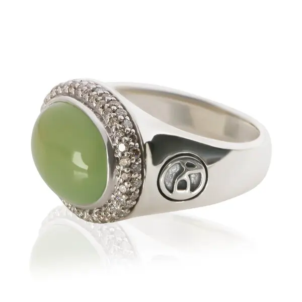 David Yurman Silver Chalcedony And Diamond Signature Oval Ring