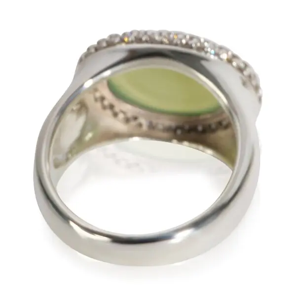 David Yurman Silver Chalcedony And Diamond Signature Oval Ring