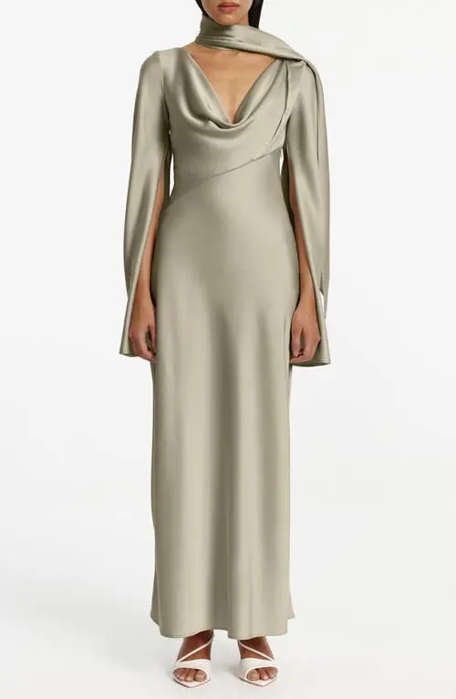 Significant Other Luka Long Sleeve Satin Gown - Willow