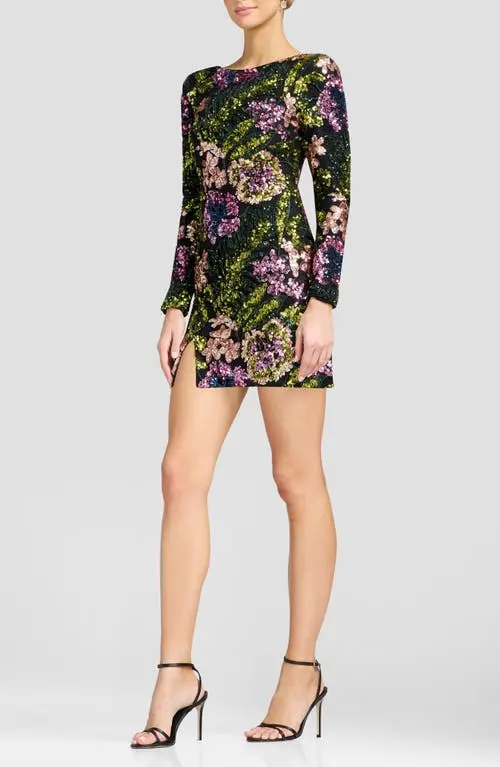 Dress The Population Nathalia Long Sleeve Sequin Minidress