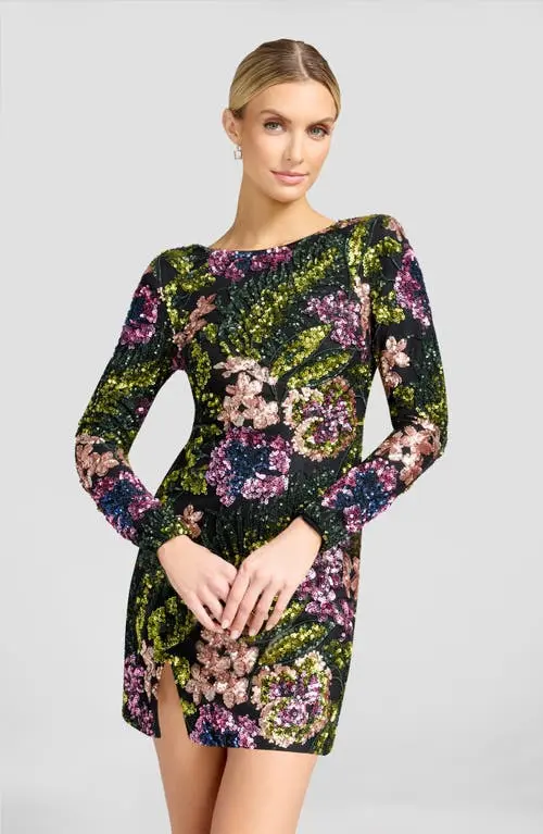 Dress The Population Nathalia Long Sleeve Sequin Minidress