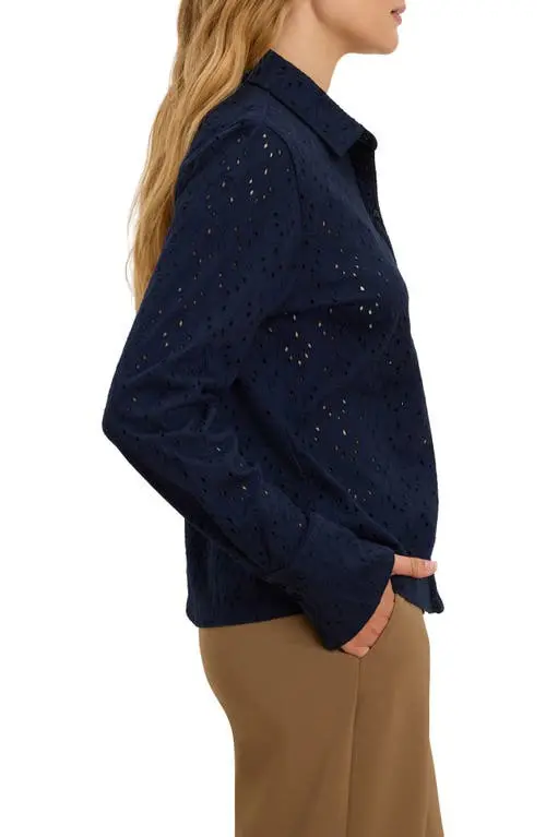 NIC+ZOE Embroidered Eyelet Button-up Shirt