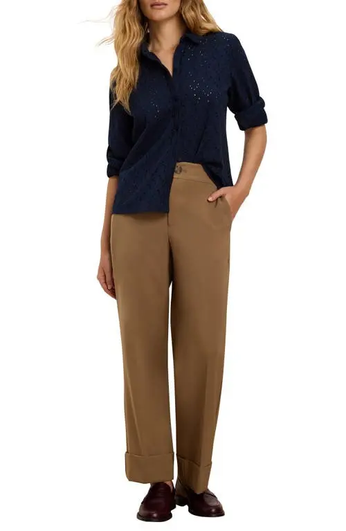 NIC+ZOE Embroidered Eyelet Button-up Shirt
