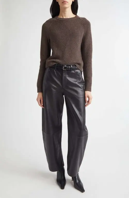 NILI LOTAN Tribeca Leather Barrel Leg Pants
