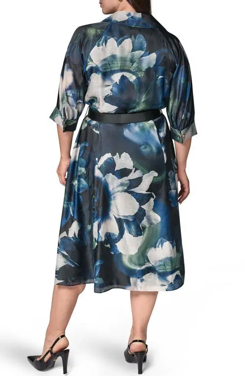 Donna Karan New York Floral Organza Shirtdress