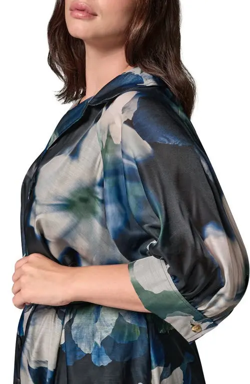 Donna Karan New York Floral Organza Shirtdress