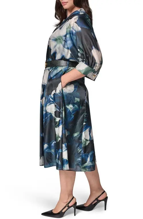 Donna Karan New York Floral Organza Shirtdress