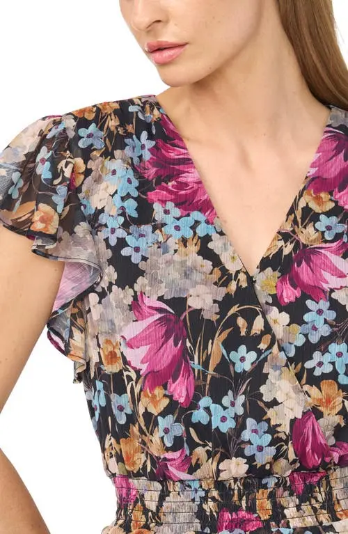 Halogen Floral Ruffle Chiffon Midi Dress