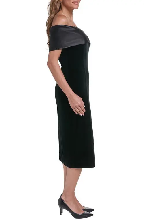 Eliza J Off The Shoulder Velvet Midi Dress