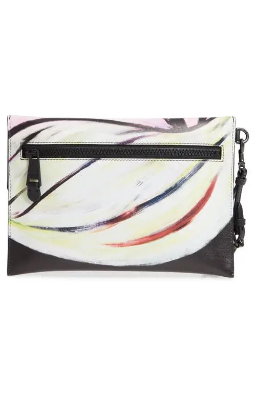 Moschino Face Print Leather Clutch