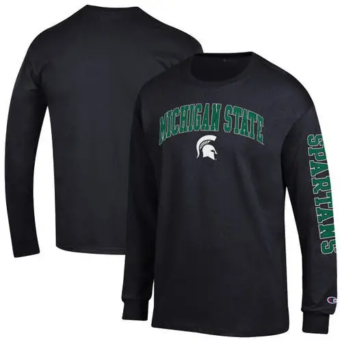 Champion Michigan State Spartans Arch Over Logo 2-hit Long Sleeve T-shirt - Black