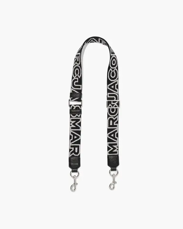 Marc Jacobs The Thin Outline Logo Webbing Strap - Black/silver