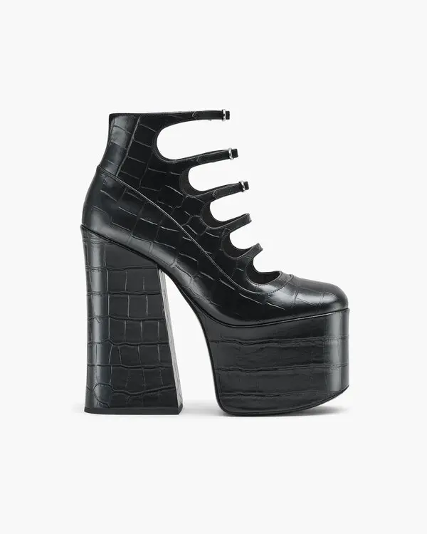 Marc Jacobs The Croc Embossed Kiki Ankle Boots - Black
