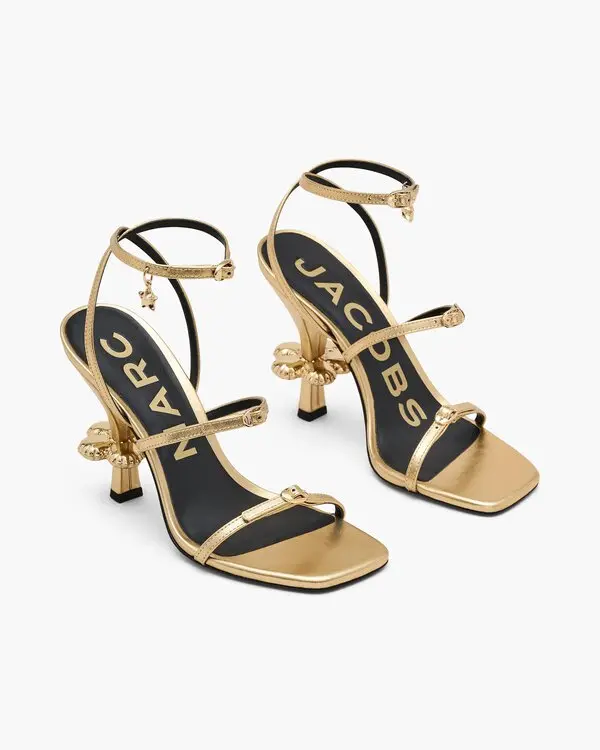 Marc Jacobs Metallic Leather Daisy Heel Sandals - Gold