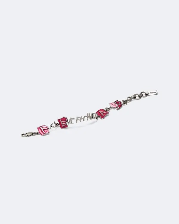 Marc Jacobs Fuck Everything" Bracelet In Aged Silver - Aged Silver/pink