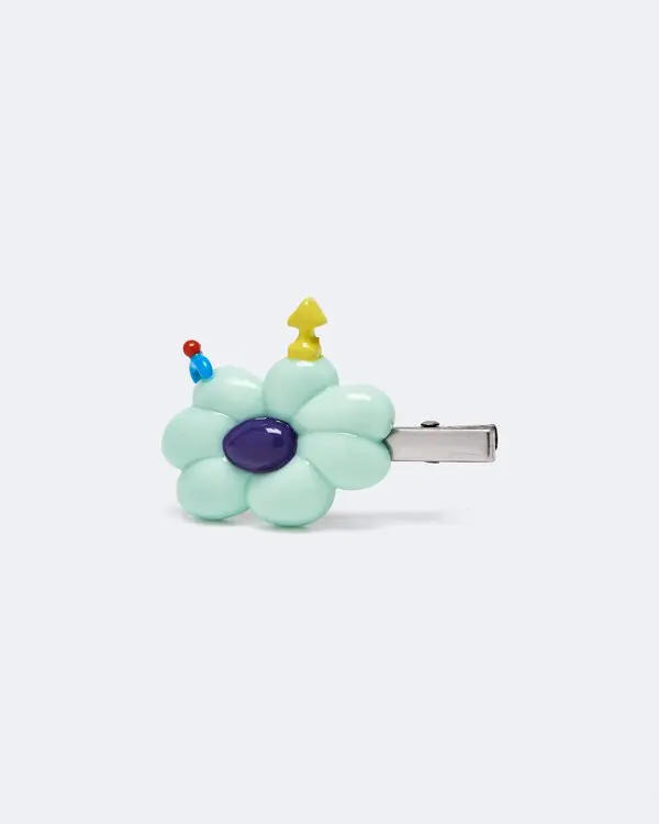Marc Jacobs Puffy Flower Hairclip - Aged Silver Multi