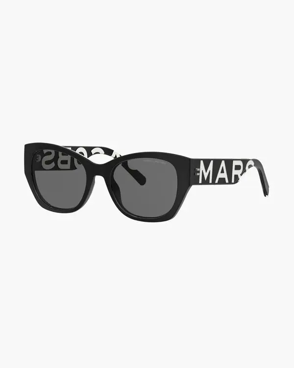 Marc Jacobs Bold Logo Square Cat Eye Sunglasses - Black/white