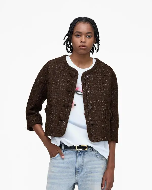 Marc Jacobs Tweed Backwards Lady Jacket - Espresso