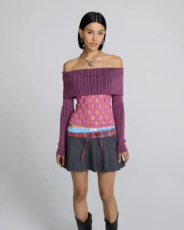 Marc Jacobs Off Shoulder Hole Knit Top In Size